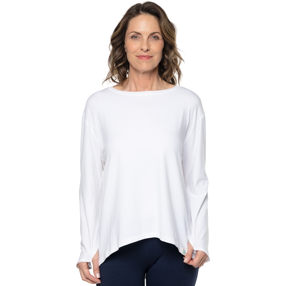 Coolibar West Palm Drape Tee UPF 50+, White/Vivid Coral - Women's XS ...