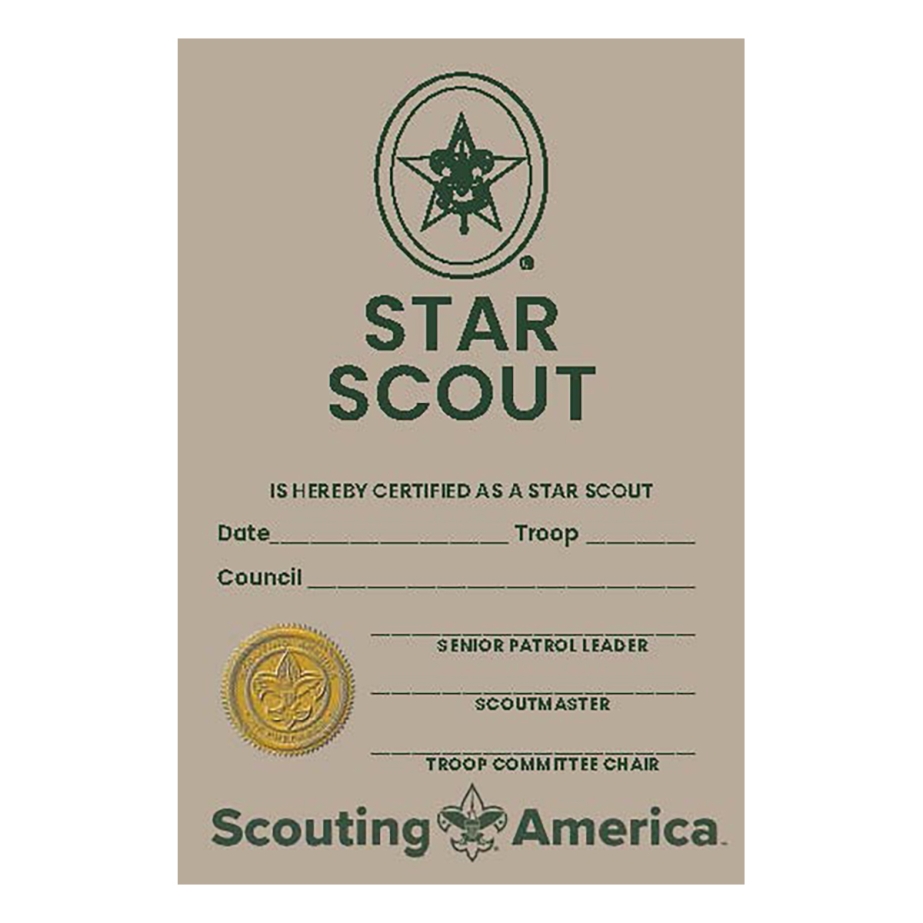 Star Scout Pocket Certificate | Scouting America