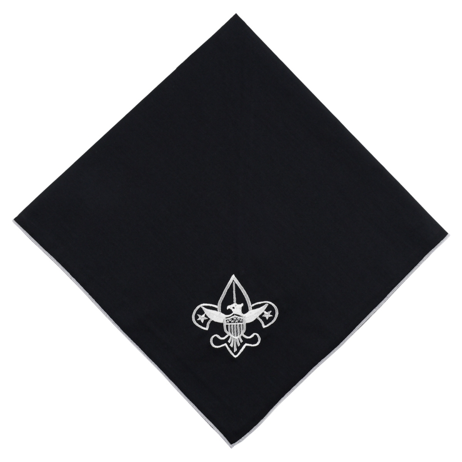 Scouting America Universal Emblem Embroidered Neckerchief, Black